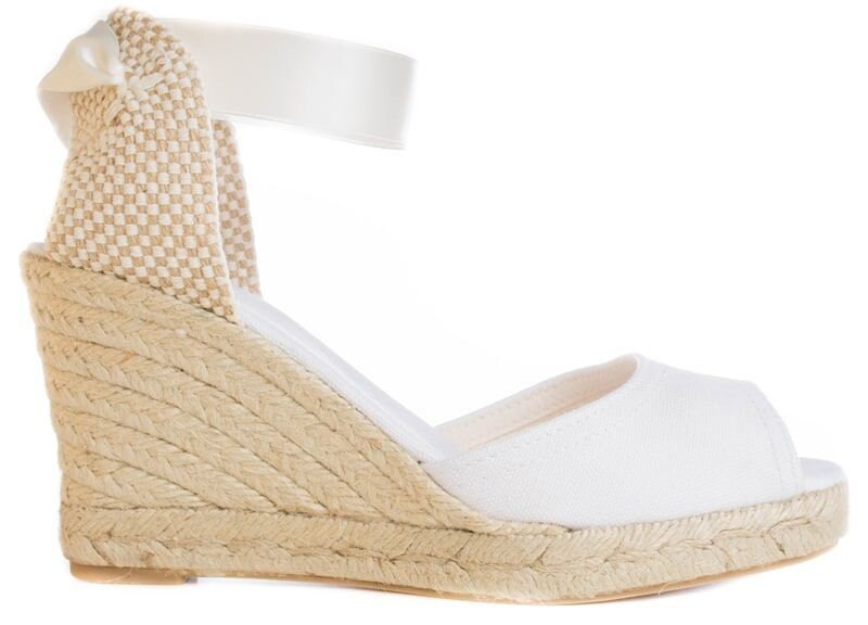 ANNA Peep Toe Platform WHITE Wedge Lace Up Espadrille Boho | Etsy