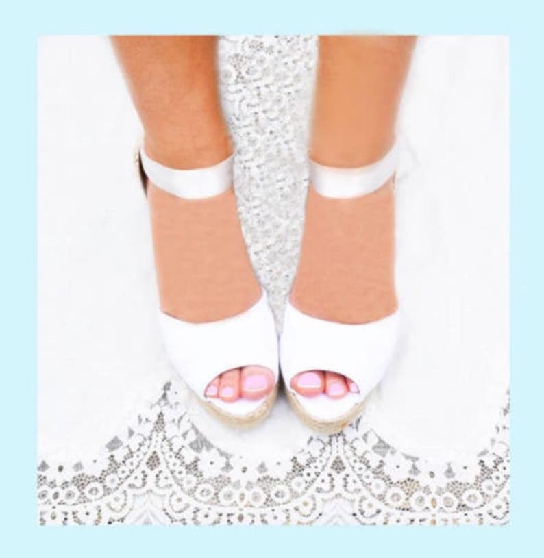 ANNA Peep Toe Platform WHITE Wedge Lace up Espadrille Boho - Etsy