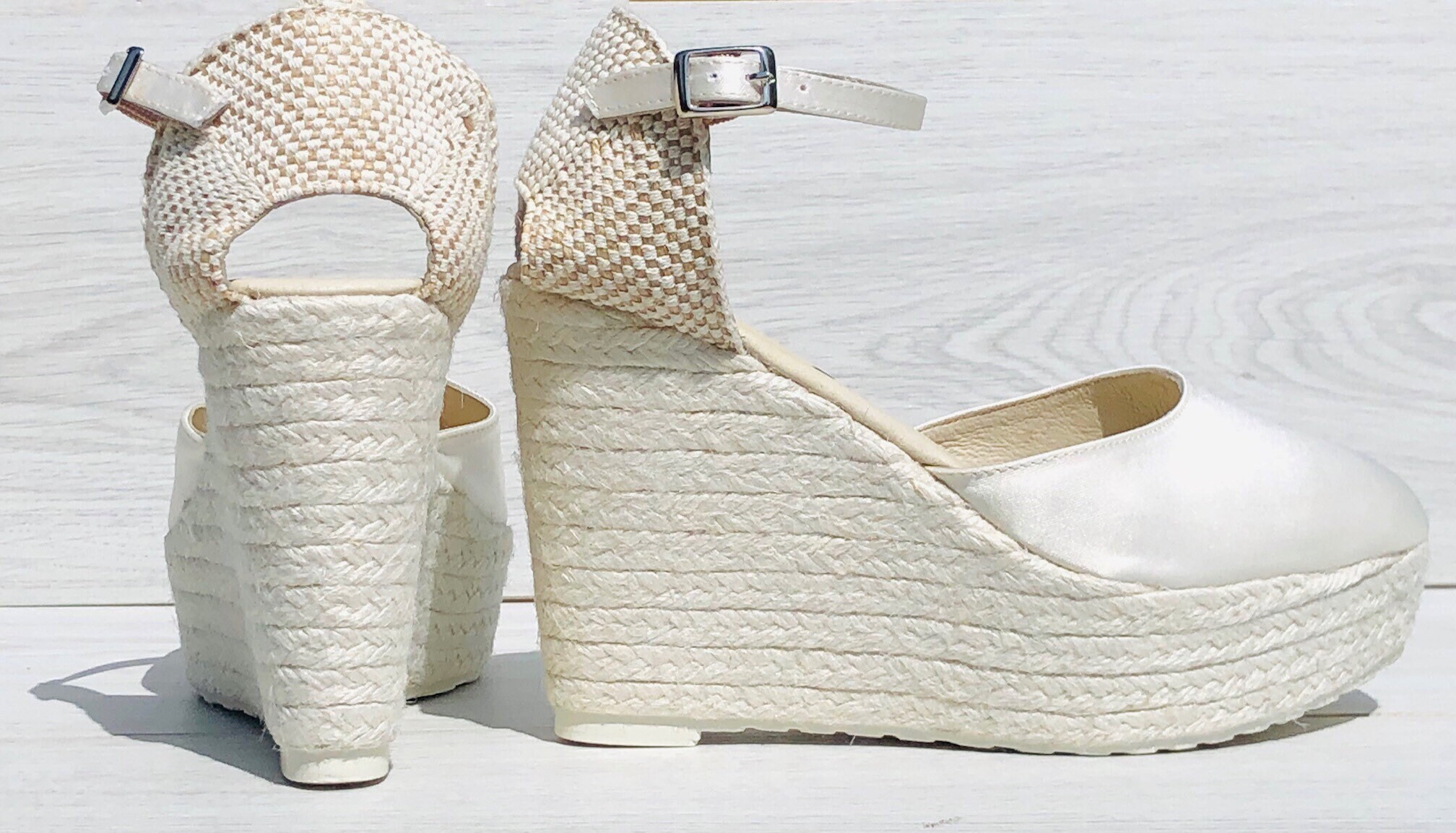 PARIS Boho SATIN Platform Wedding Wedges Espadrilles Bridal | Etsy