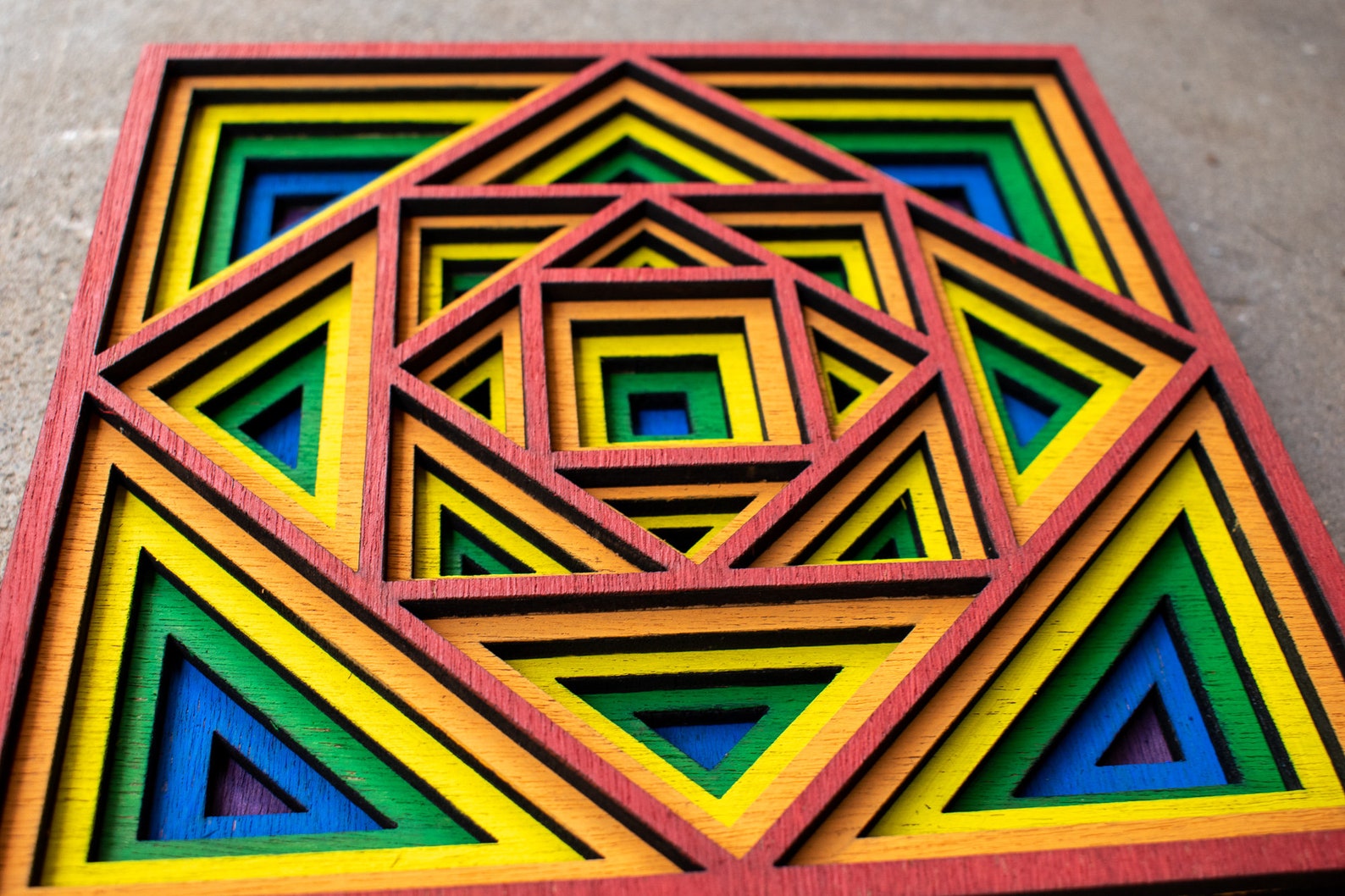 Square Wooden Mandala Art Sacred Geometry Layered Wall Art | Etsy