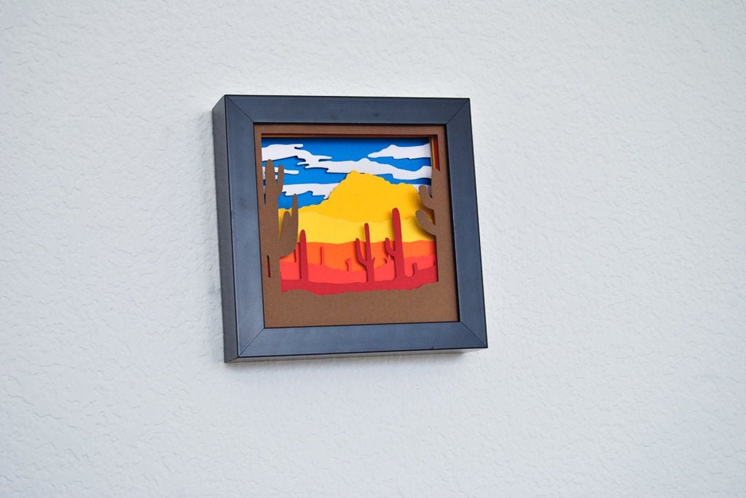 Saguaro Sunset Scene Shadow Box Layer Art - Etsy