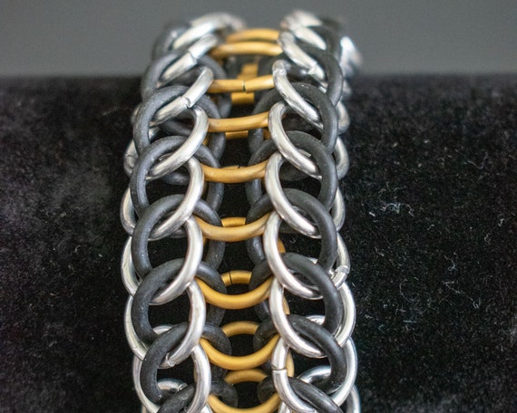 Stretch Dragonback Chainmail Bracelet / Rubber Bracelet | Etsy