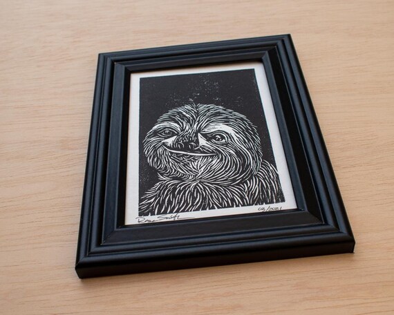 Sloth Hand Carved Wooden Block Print — Trapezio's Trinkets
