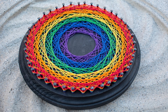 String Art Rainbow Geometric Circle Wall Art | Etsy