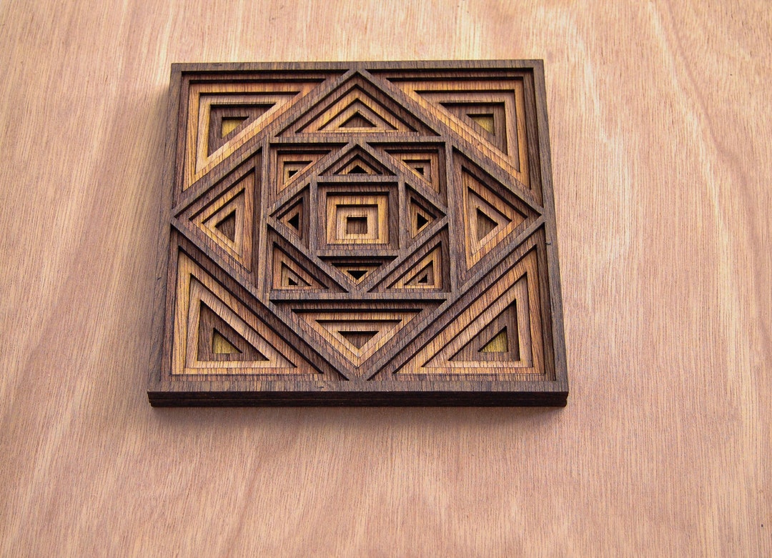 Square Wooden Mandala Art - Sacred Geometry Layered Wall Art - Etsy