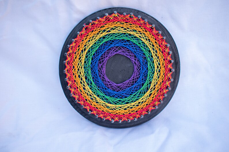 String Art Rainbow Geometric Circle Wall Art | Etsy