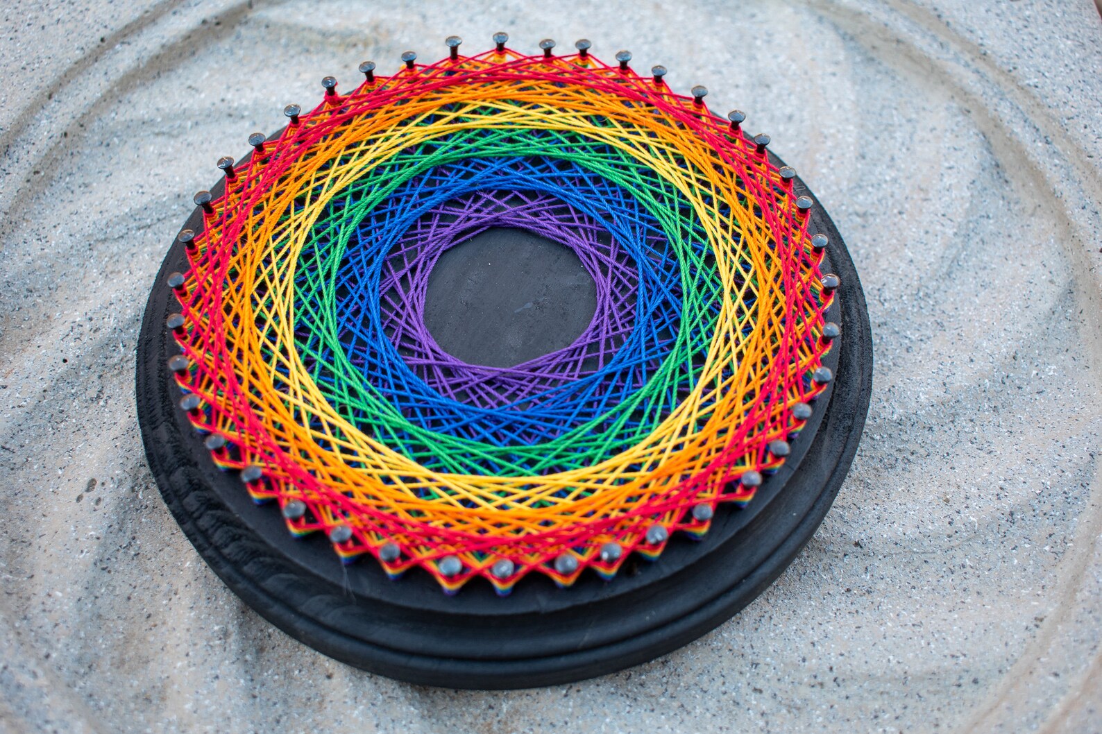 String Art Rainbow Geometric Circle Wall Art - Etsy
