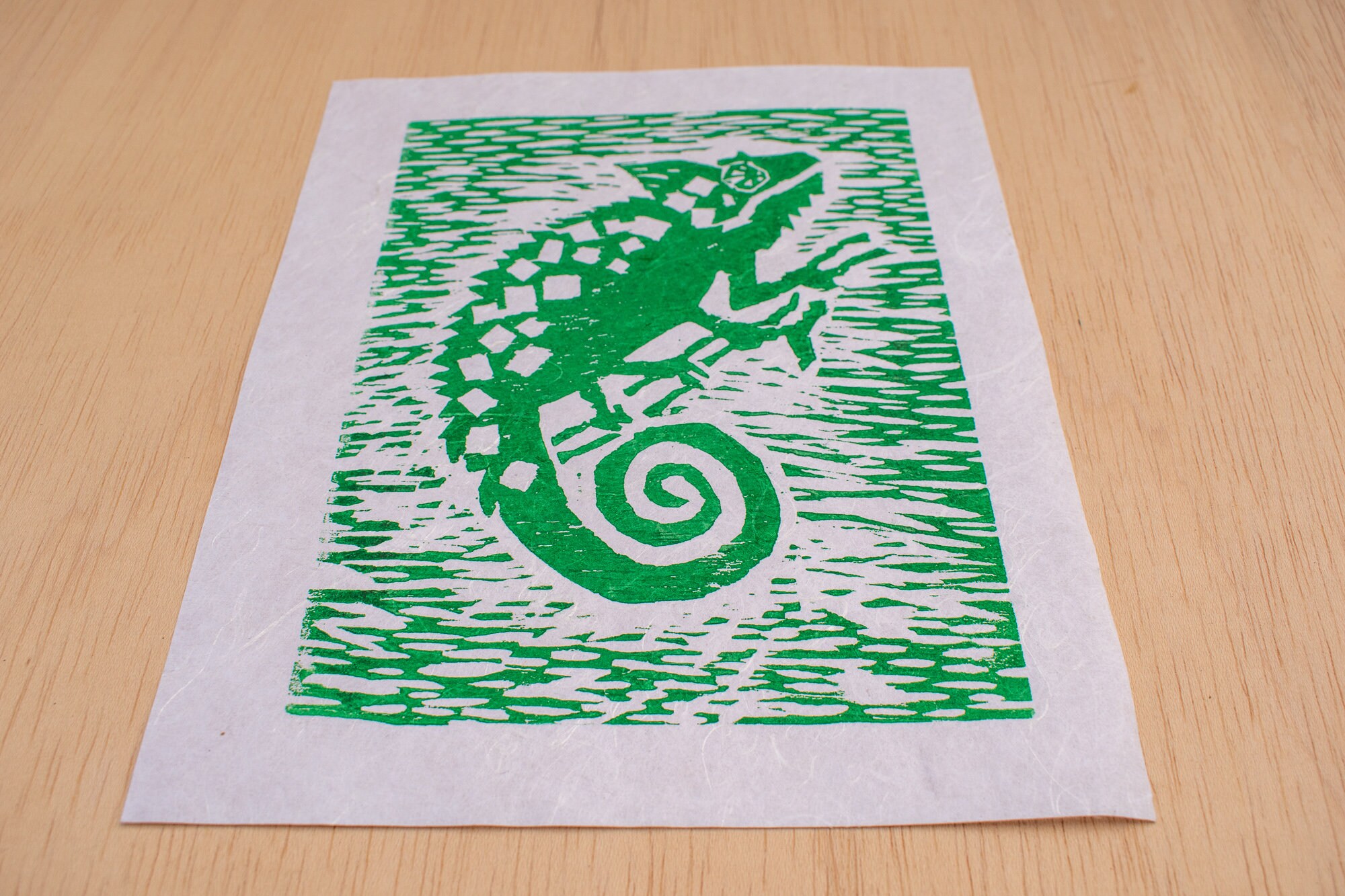 Chameleon Block Print Hand Carved Art - Etsy