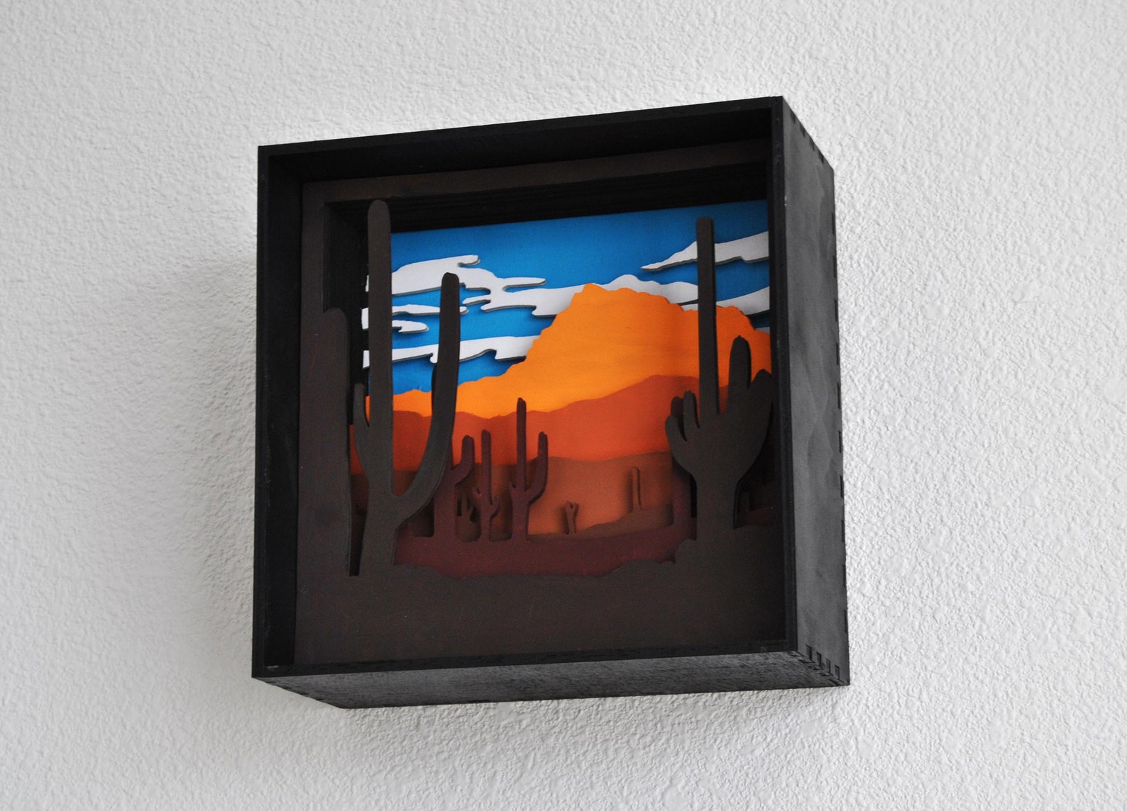 Saguaro Sunset Scene Shadow Box Layer Art | Etsy