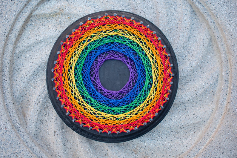 String Art Rainbow Geometric Circle Wall Art - Etsy