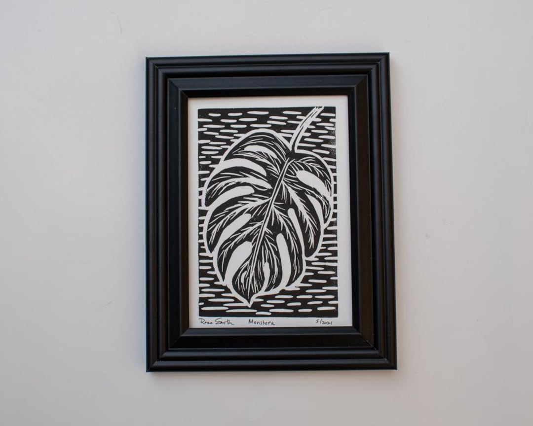 Monstera Leaf Hand Carved Block Print - Etsy