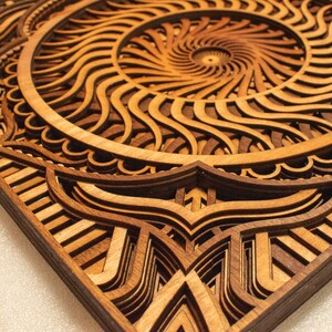 Sun Spiral Wooden Mandala Sacred Geometry Wall Art Layered Mandala - Etsy