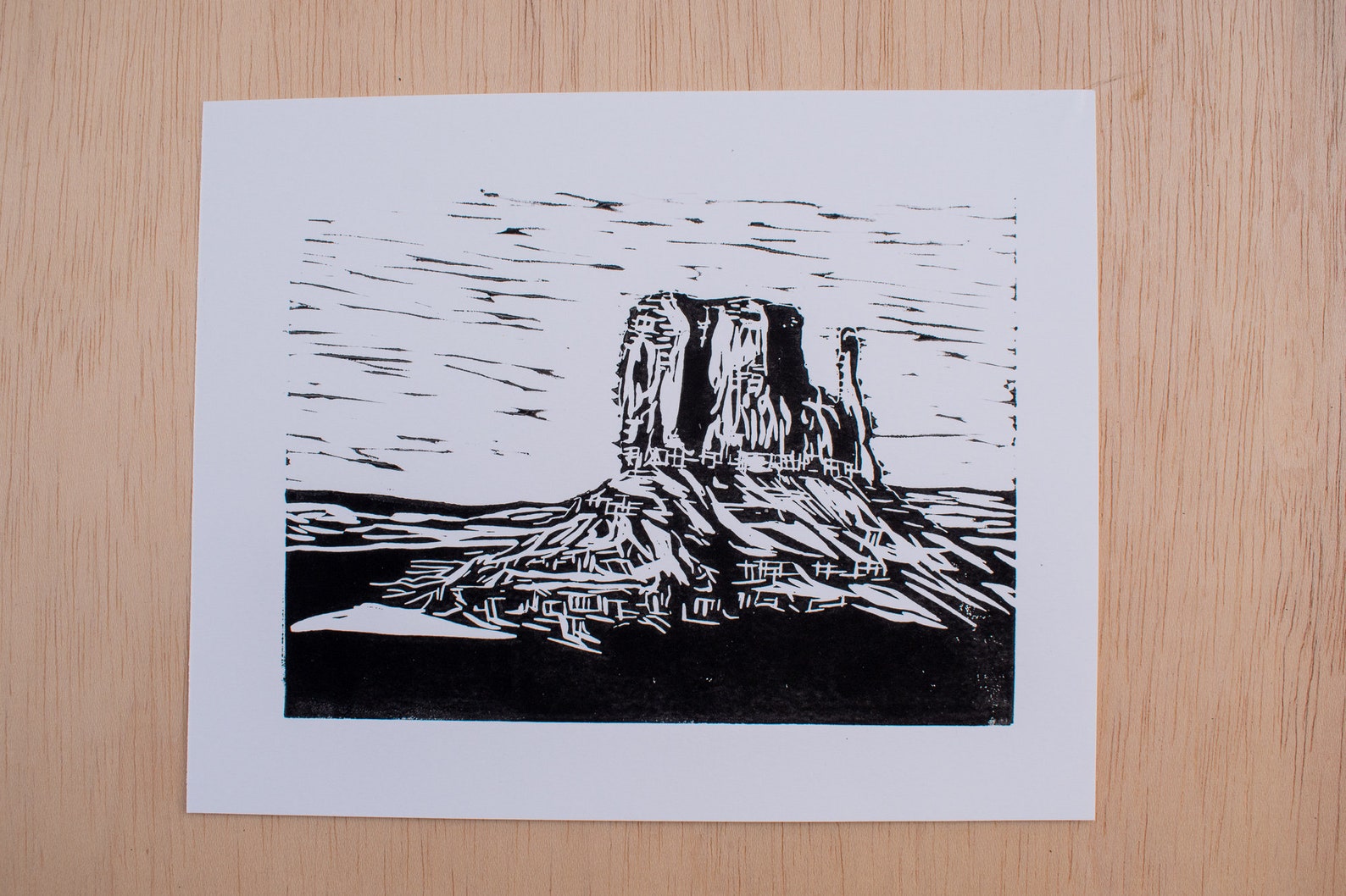 Monument Valley Hand Carved Block Print Linocut - Etsy