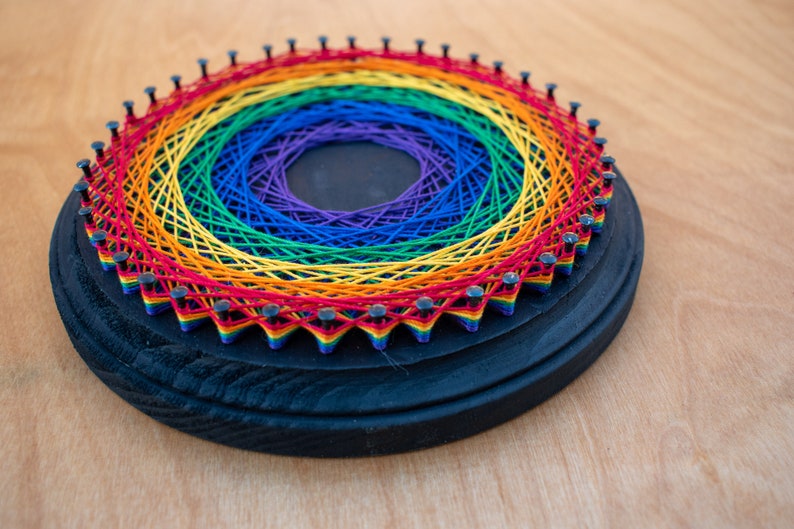 String Art Rainbow Geometric Circle Wall Art | Etsy