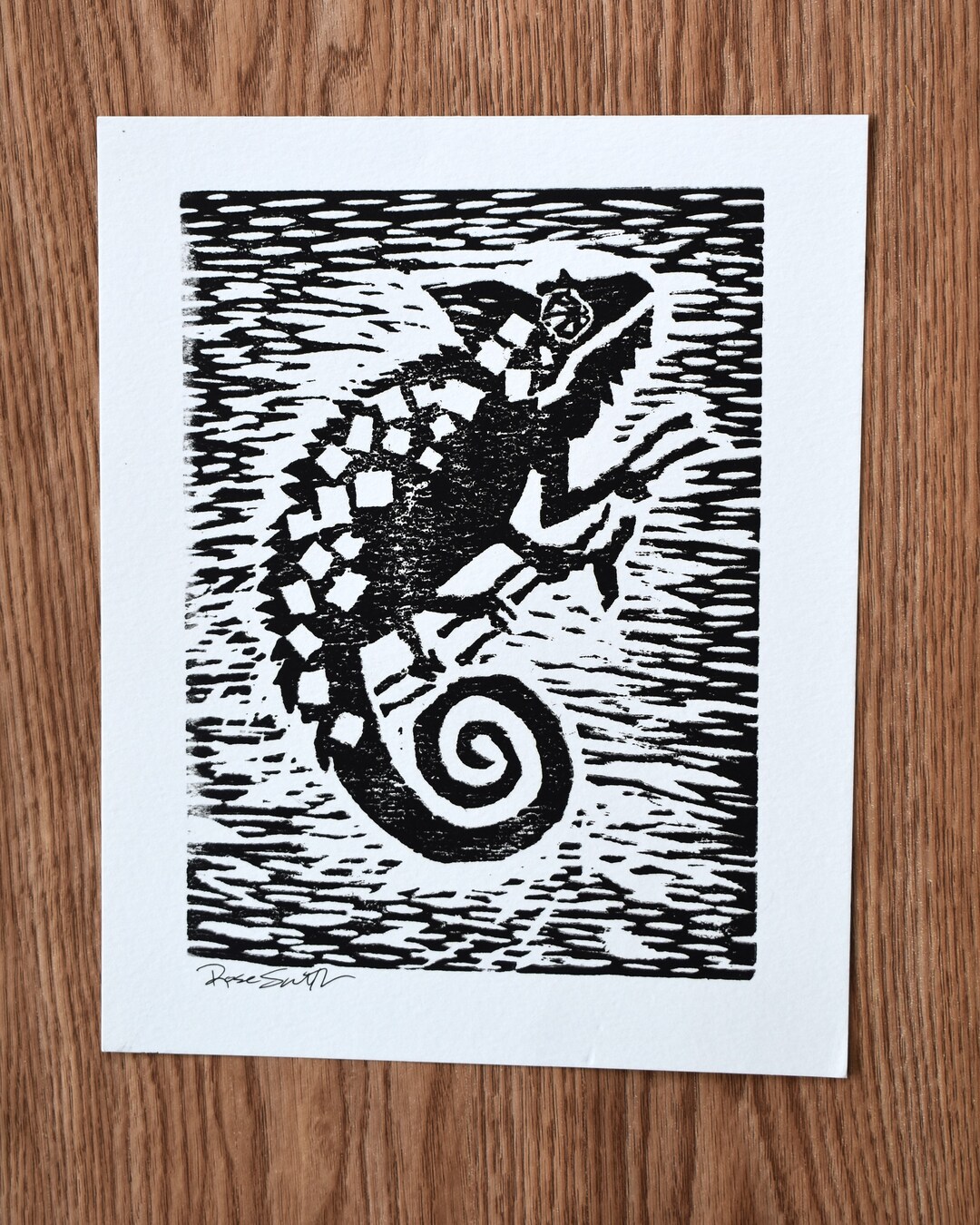 Chameleon Block Print Hand Carved Art - Etsy