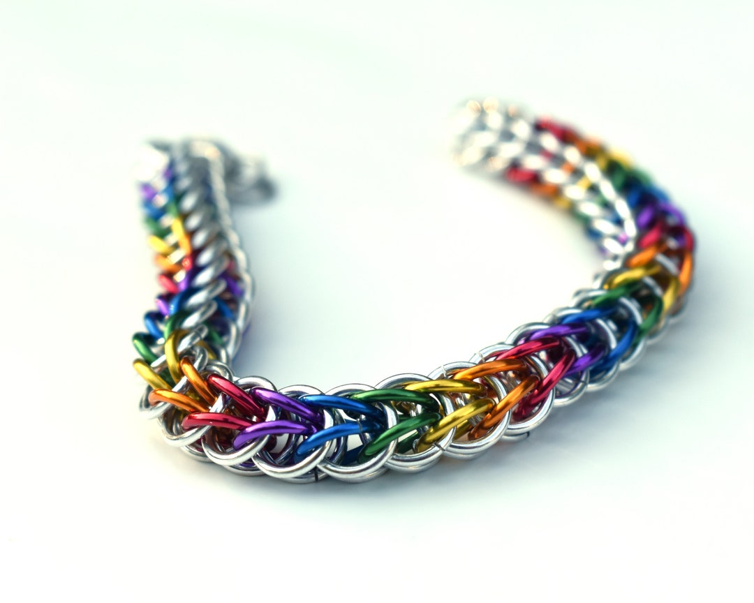 Fox Tail Chainmail Bracelet / Box Weave / Rainbow Pride Jewelry - Etsy