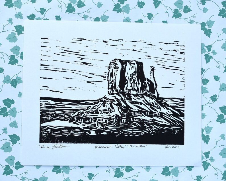 Monument Valley Hand Carved Block Print Linocut - Etsy