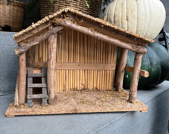 Vintage Nativity Stable • Wood and Bamboo Nativity Stable - Etsy