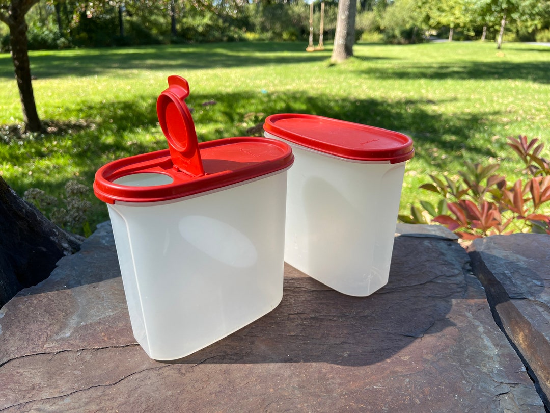 Set of Two Tupperware Modular Mats With Red Lids Red Storage - Etsy