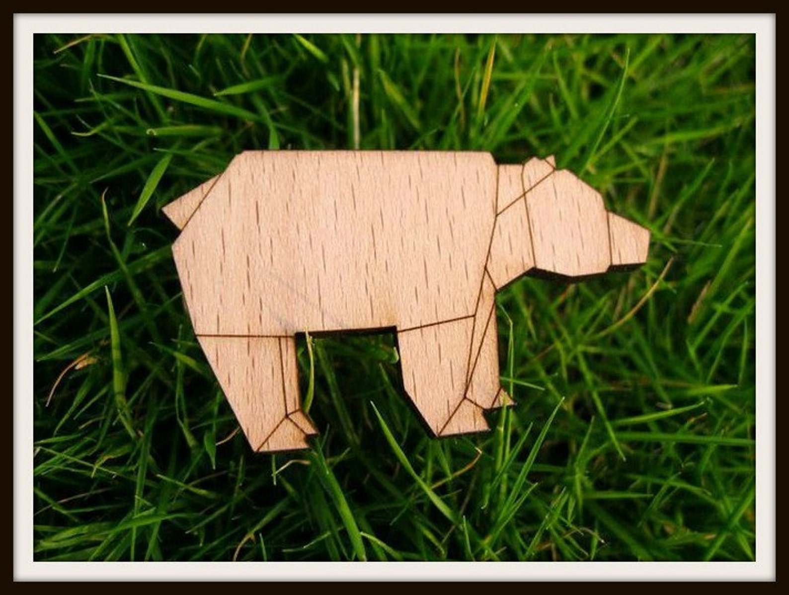 Super Cute Laser Cut and Engraved Wooden Origami Bear Brooch - Etsy