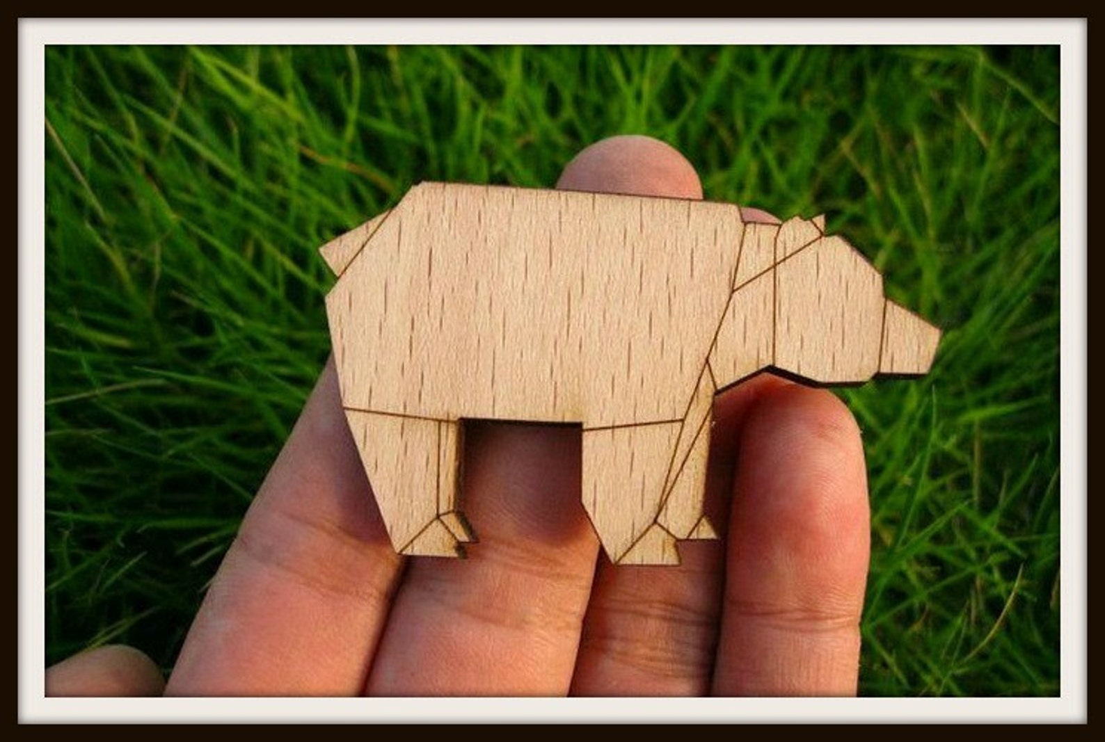 Super Cute Laser Cut and Engraved Wooden Origami Bear Brooch - Etsy