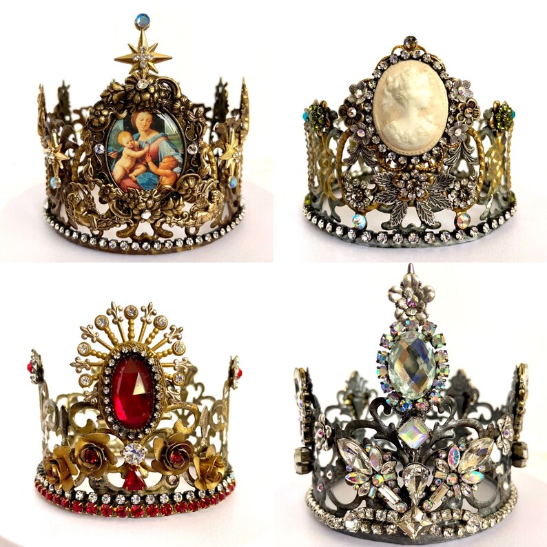 Heart Vintage Rhinestone Crown Small Crown for Statue 3 Inch - Etsy
