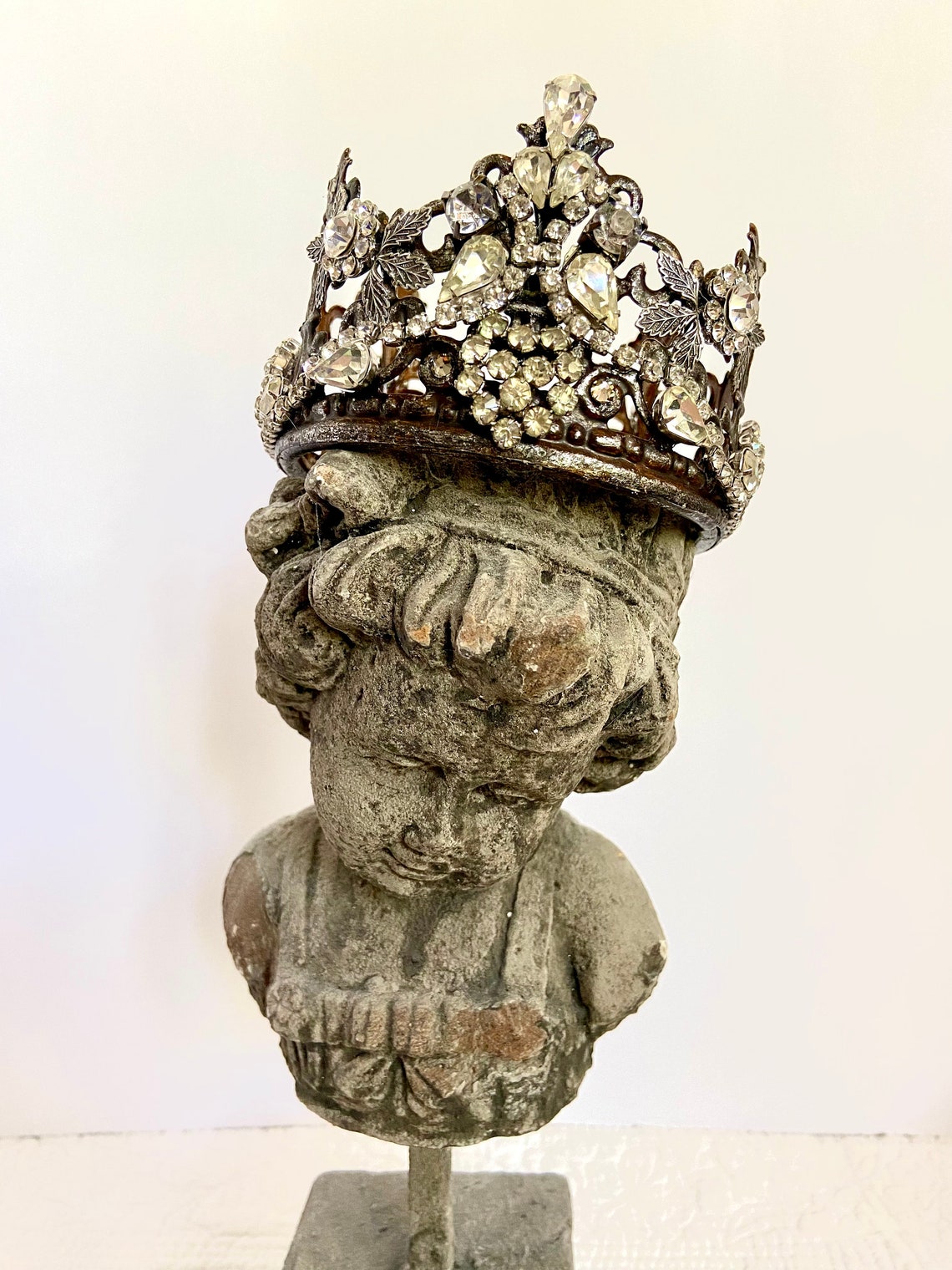 Heart Vintage Rhinestone Crown, Small Crown for Statue, 3 Inch Crown ...