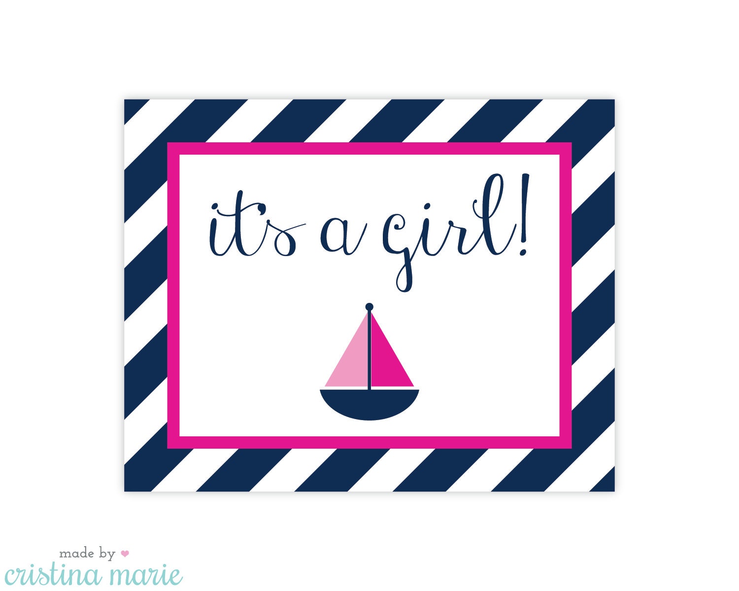 INSTANT DOWNLOAD, Nautical Girl Baby Shower, Printable Sign, It's a ...