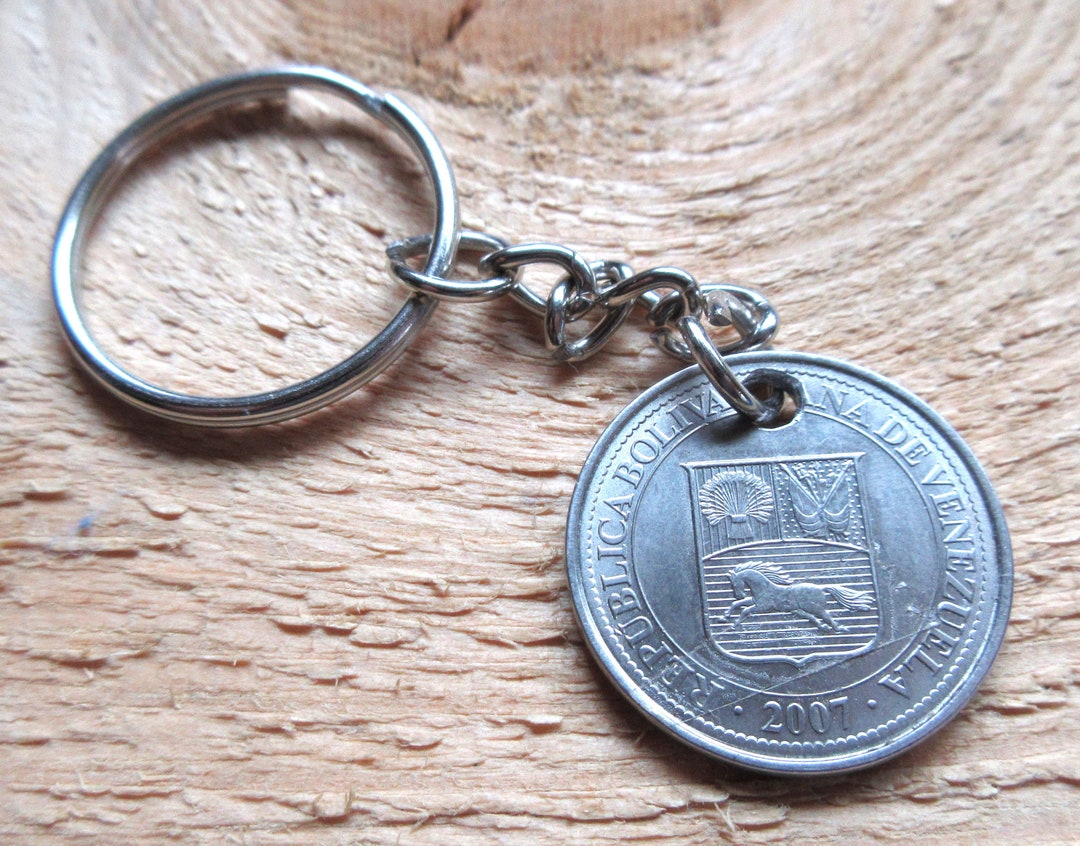 Venezuelan 50 Centimos 2007 Nickel Clad Coin Keychain for Men and Women ...