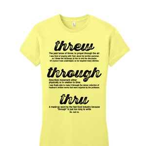 Threw Through Thru Grammar Gifts for Teachers Gifts Grammar Tshirt ...
