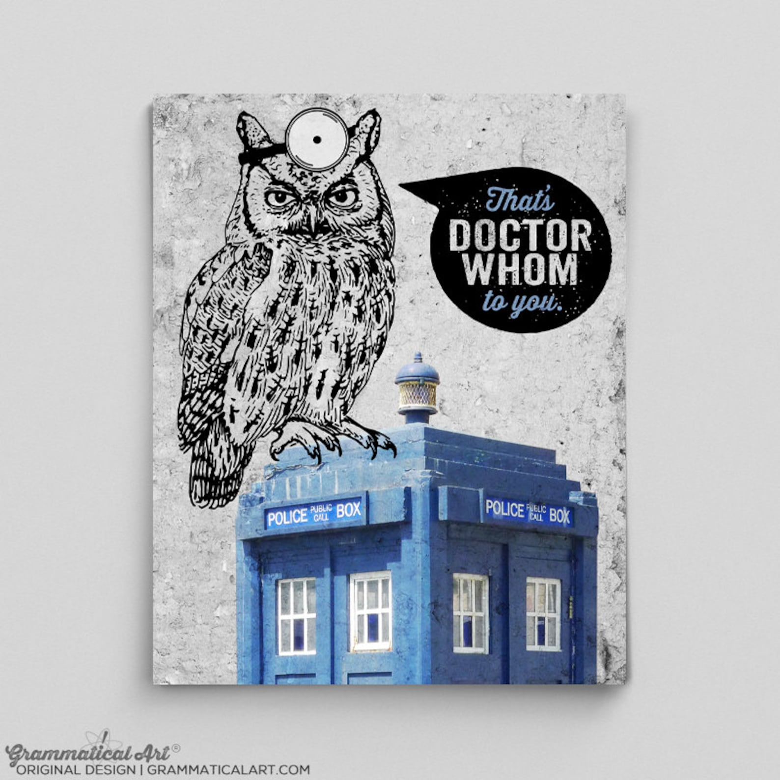 Dr Whom Doctor Whom Owl Decor Grammatical Owl Police Box Sign Funny ...