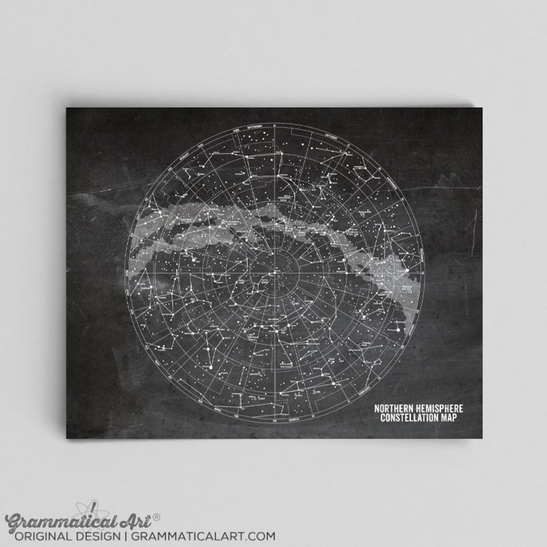 Constellation Print Constellation Map Stars Map Chalkboard Astronomy ...