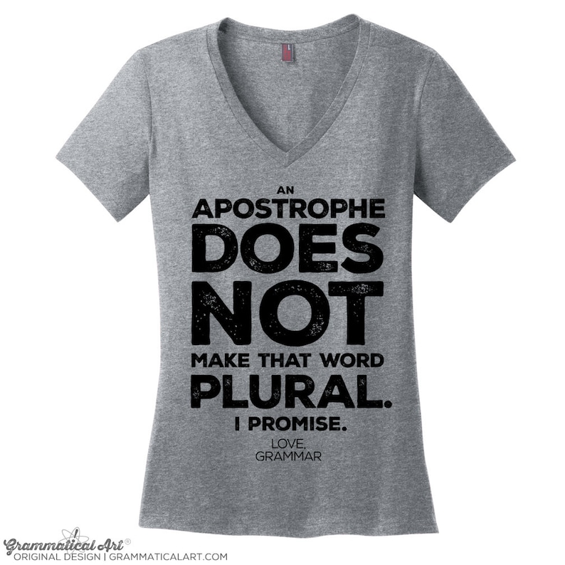 Apostrophe V Neck Womens Shirt Grammar Shirt Grammar Police Shirt ...