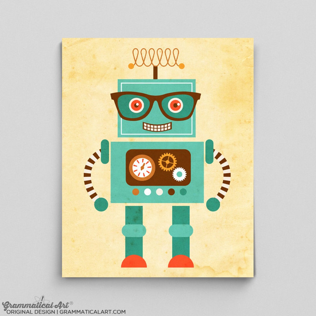 Cute Robot Poster Tesla Science Robot Poster Boy Nursery Ideas Robotic ...