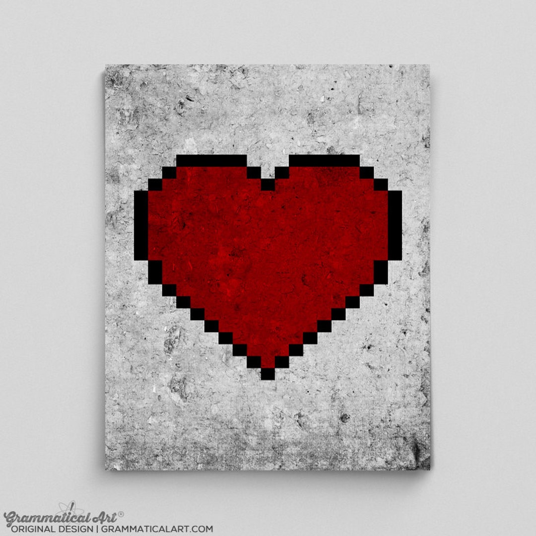 8 Bit Heart Modern Love Print Nerd Love Video Game Science Art Gifts ...