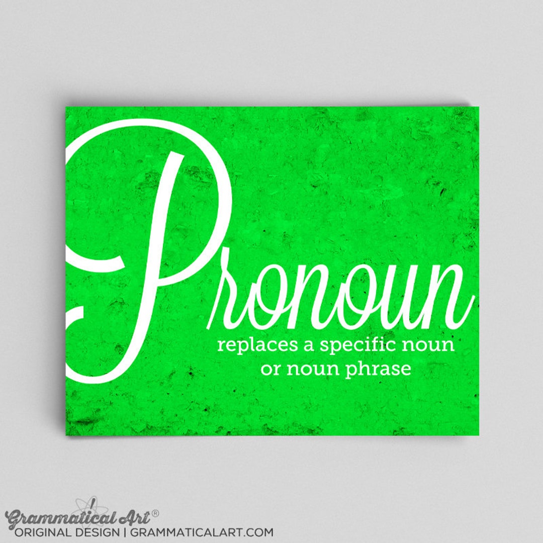 Pronoun Grammar Poster Print Part of Speech English Poster Teacher ...