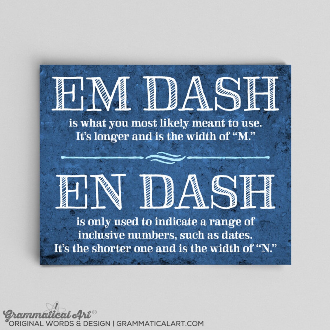 Typographic Print Em Dash En Dash Usage Grammar Poster English - Etsy