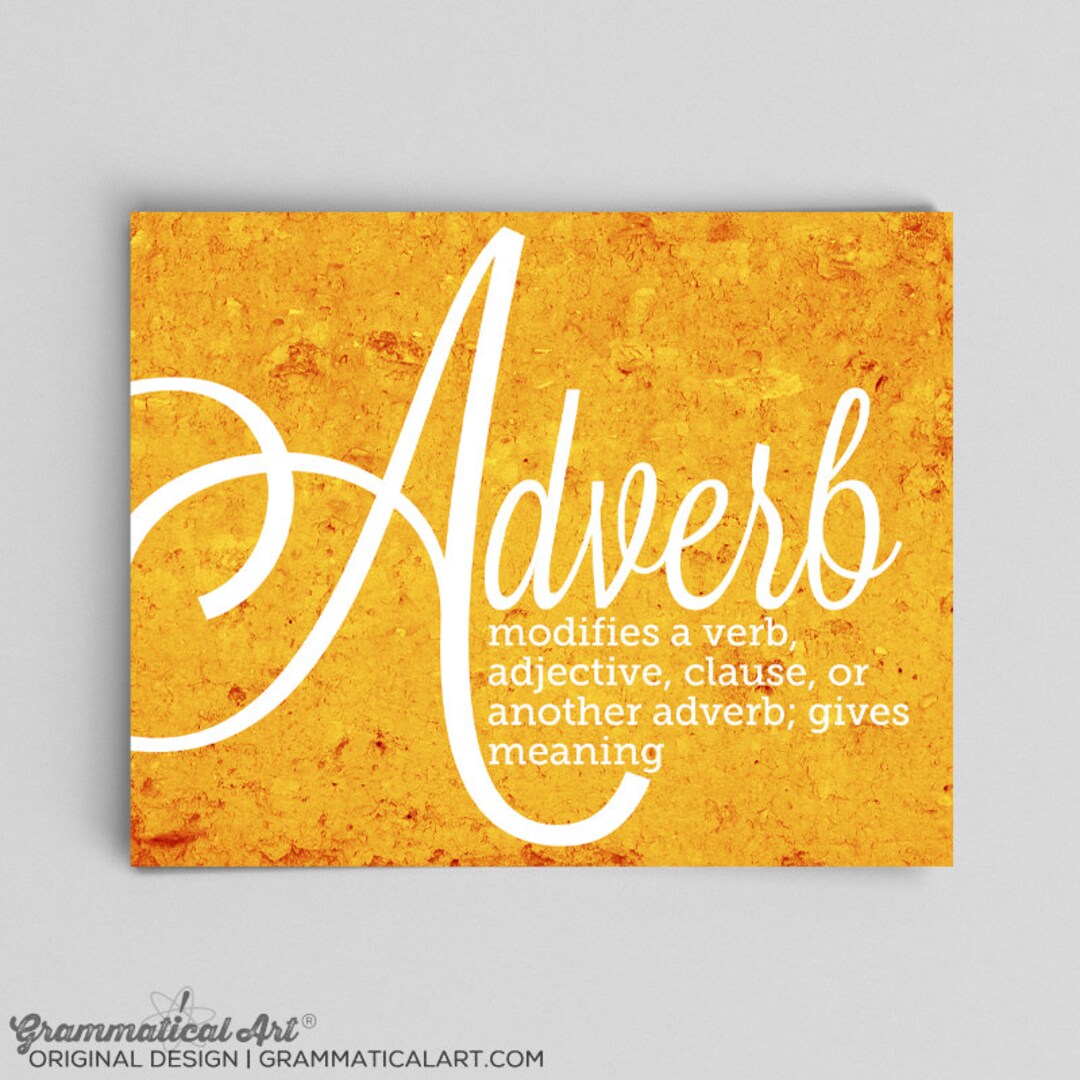 Adverb Grammar Poster English Teacher English Poster Teacher Gifts for ...