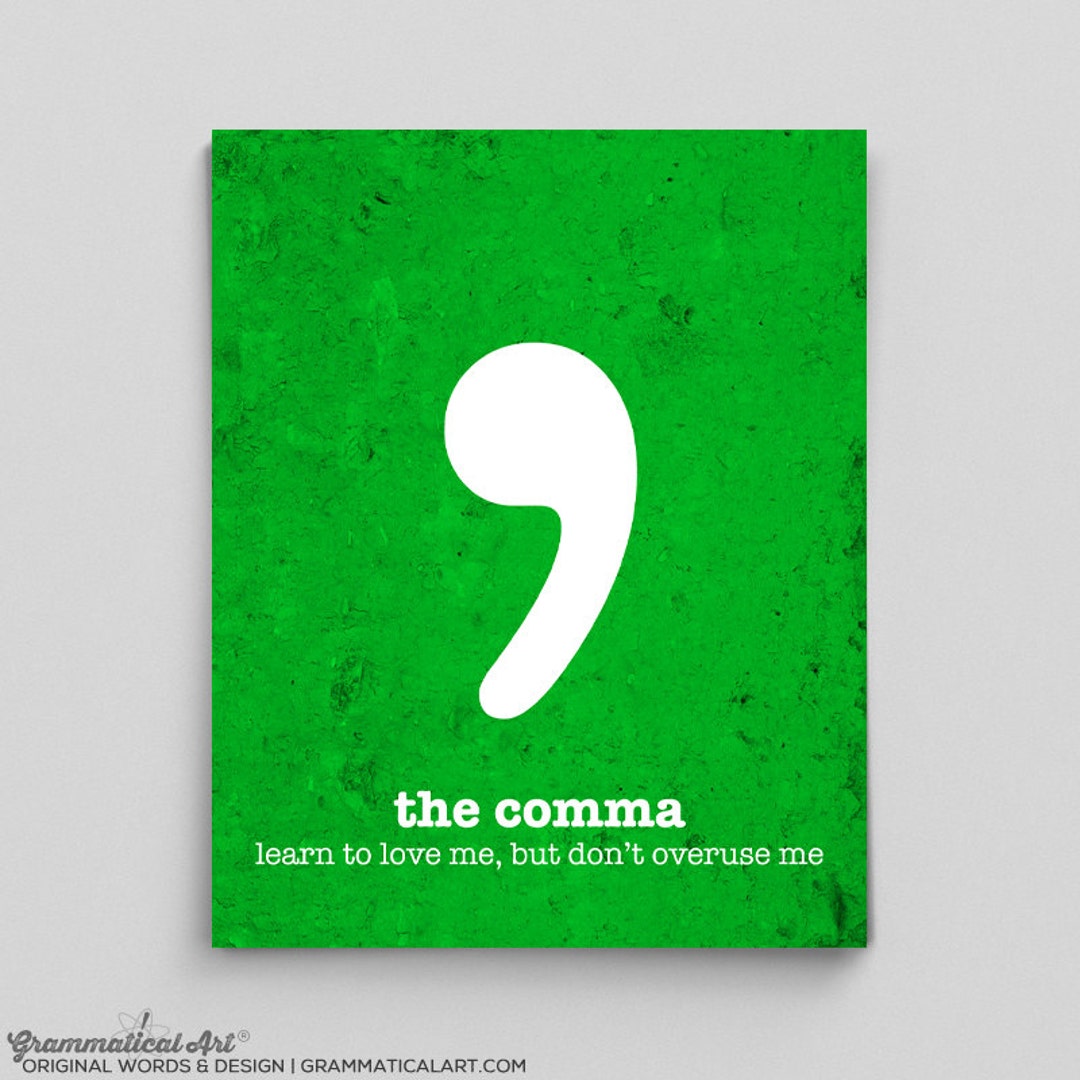 Digital Download, Comma Grammar Poster, Classroom Decor, Printable ...