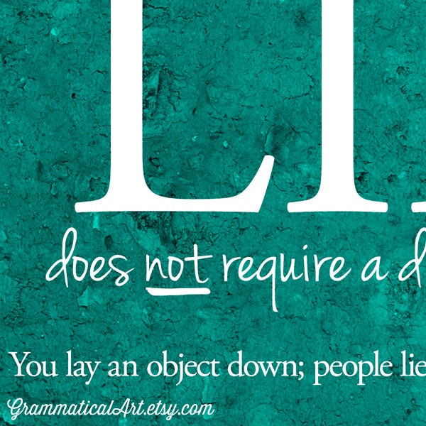 Grammar Classroom Poster Typographic Print Lay Vs. Lie Poster Grammar ...