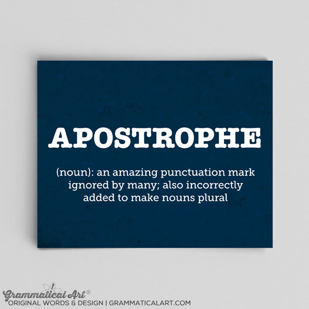Apostrophe Poster Proper Grammar Poster Librarian Gifts Writer Gifts ...