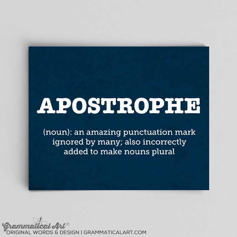 Apostrophe Poster Proper Grammar Poster Librarian Gifts Writer - Etsy