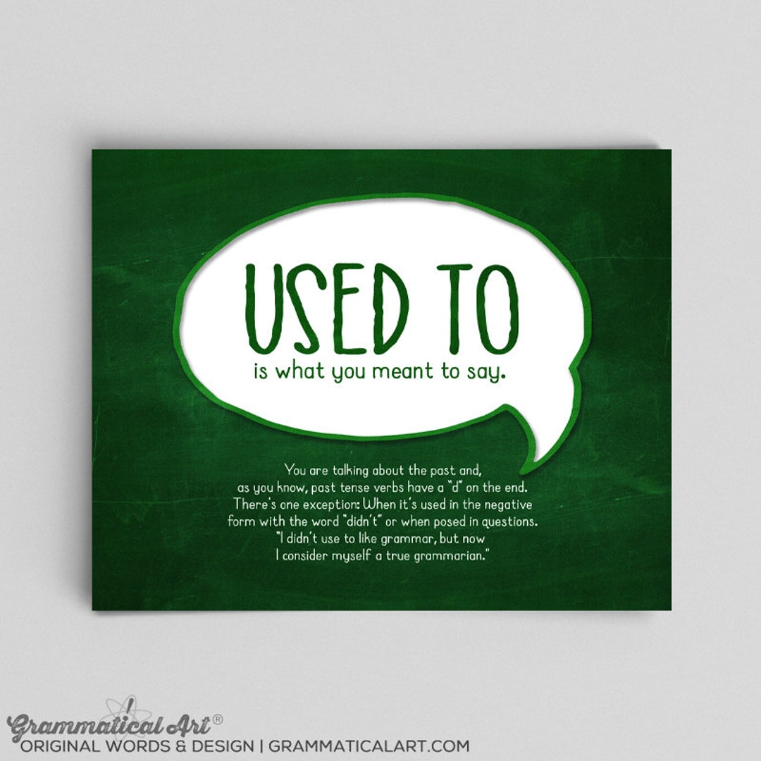 Used to Grammar Poster English Teacher Gifts Grammar Print Teacher ...