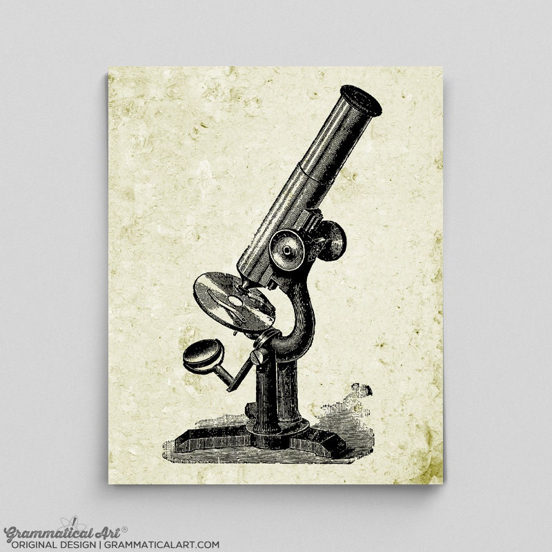 Vintage Microscope Print Antique Science Poster Unique Teacher Gifts ...