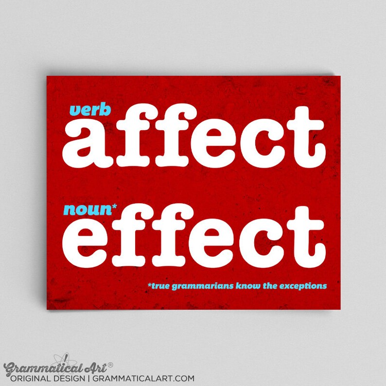 Proper Grammar Affect Effect Print English Teacher Gift for - Etsy