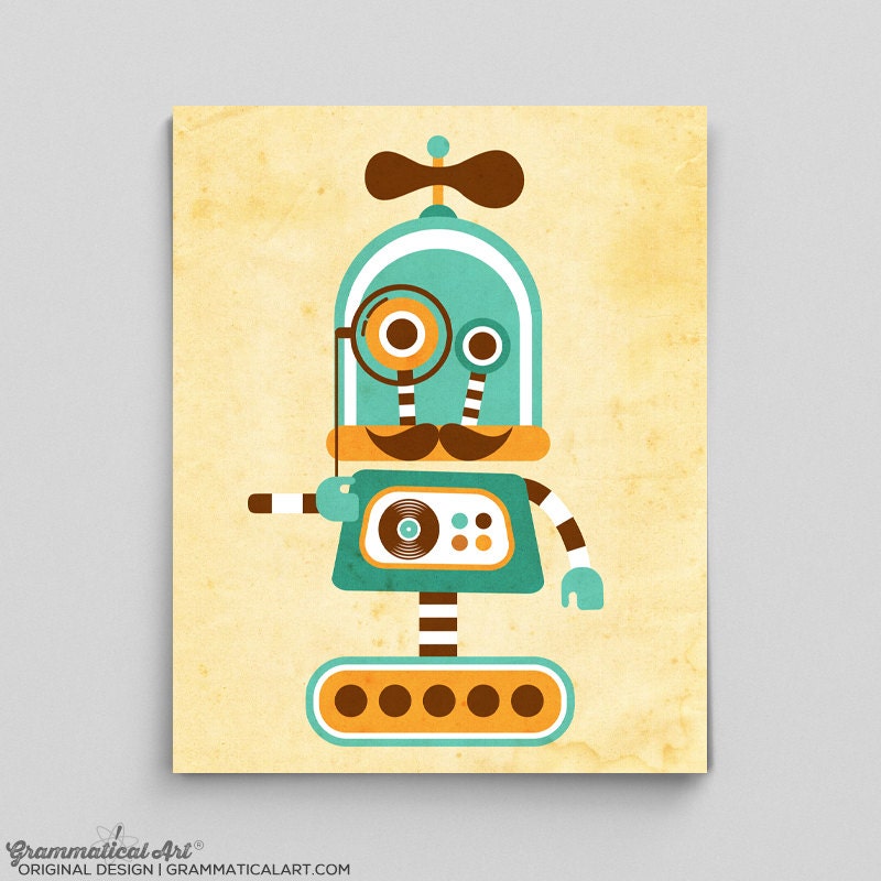 Cute Robot Print Science Hipster Robot Poster Boy Nursery - Etsy