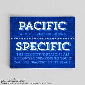 Pacific Specific Usage Grammar Poster Typographic Print Geeky English ...