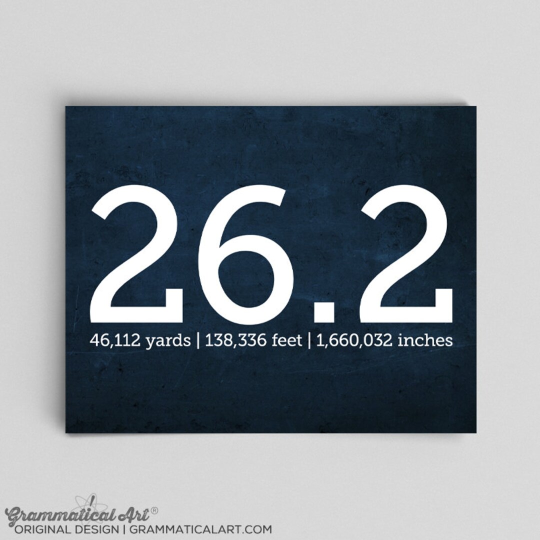 Running 26.2 Marathon Print Yards Feet Inches Runners Gifts for ...
