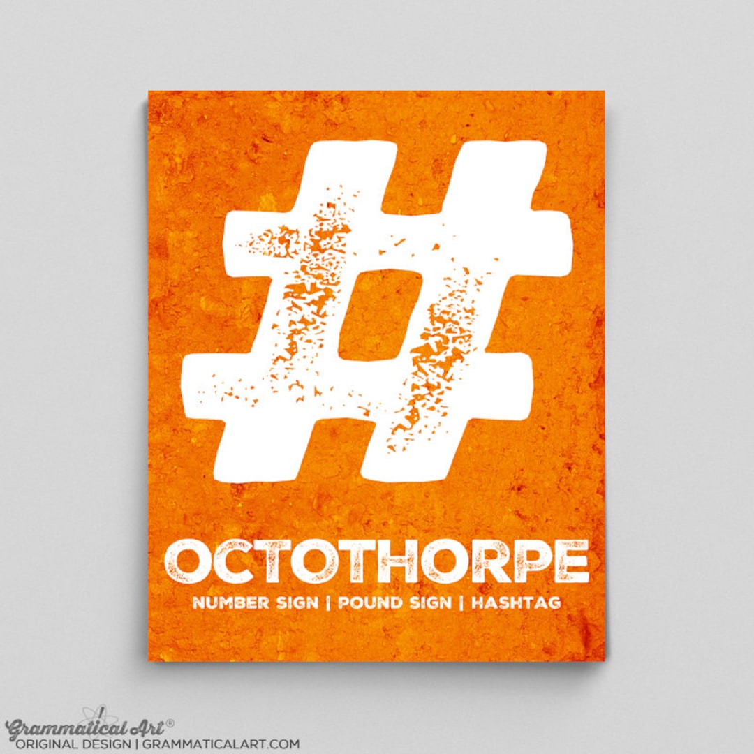 Octothorpe Hashtag Sign Pound Sign Number Sign Typographic Print Poster ...