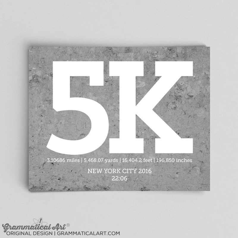 Custom Running Posters with Times 5k Running Print Running | Etsy